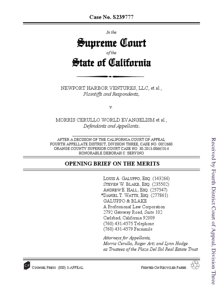 Appellants' Opening Brief | Pleading | Complaint