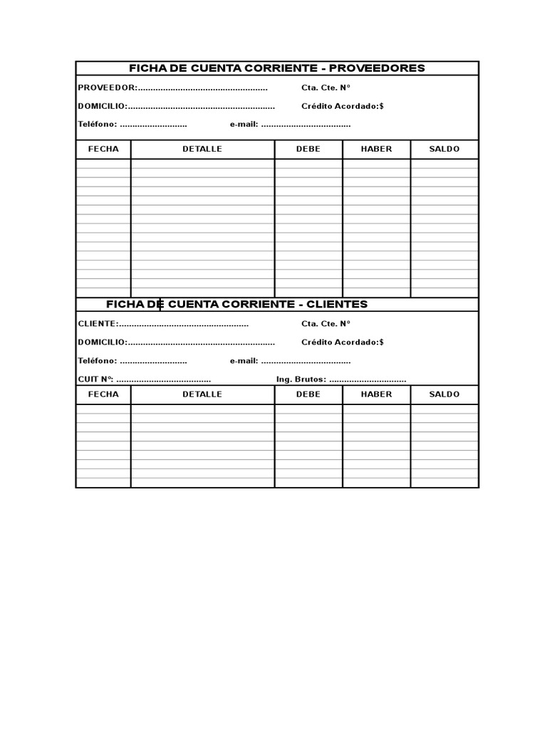 Ficha de Cuenta Corriente | PDF