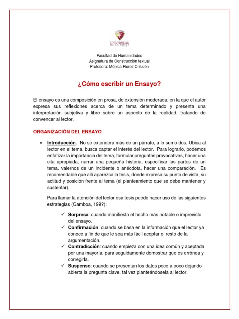 Guía para Escribir Ensayos | PDF | Ensayos | Analogía