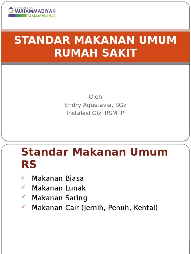 Standar Makanan Umum Rumah Sakit | PDF