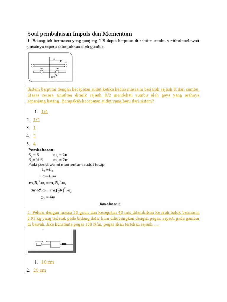 Soal Pembahasan Impuls Dan Momentum | PDF