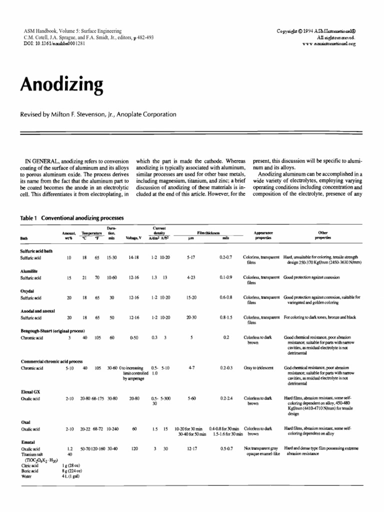 Anodizing PDF | PDF | Chemical Substances | Chemistry