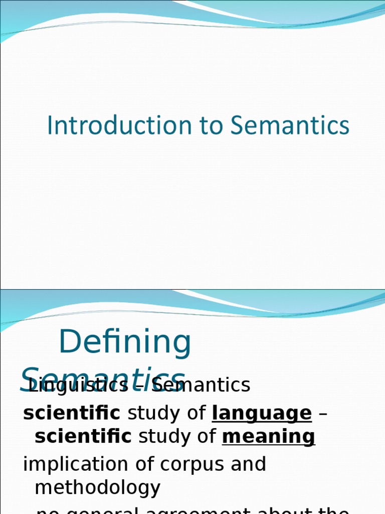 Introduction To Semantics | PDF | Semantics | Linguistics