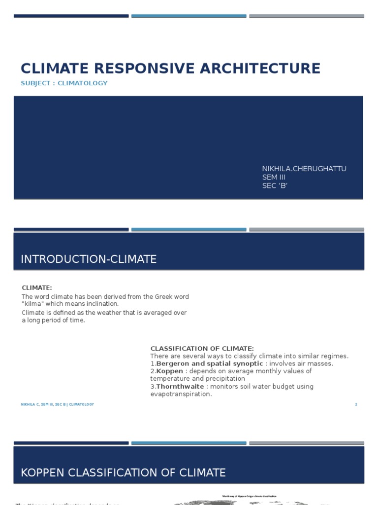 Climate Responsive Architecture Overview | PDF | Climate | Physical ...