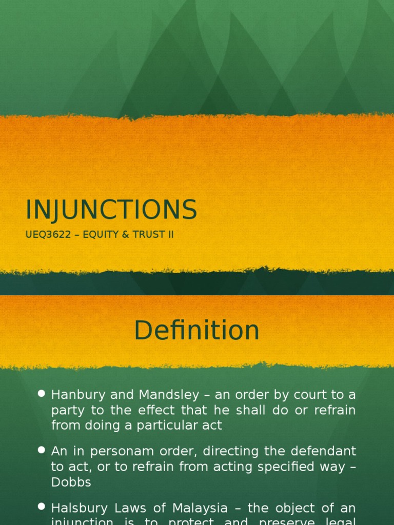 Injunctions | PDF | Injunction | Equity (Law)