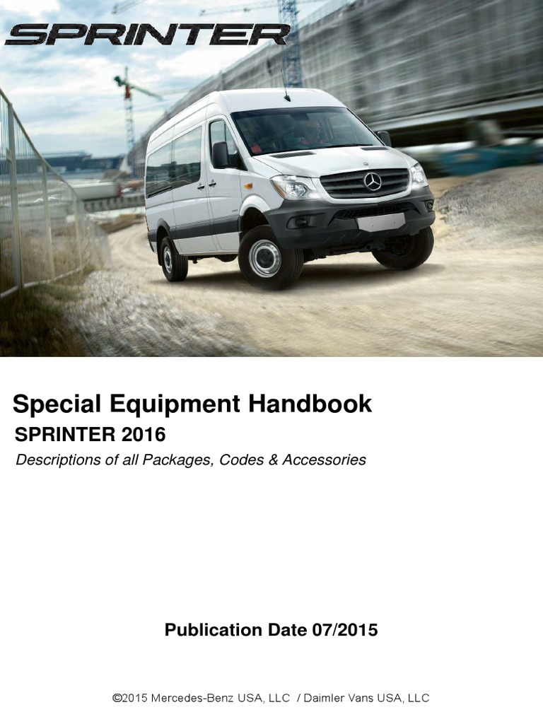2016 Sprinter Handbook | PDF | Mercedes Benz Sprinter | Van