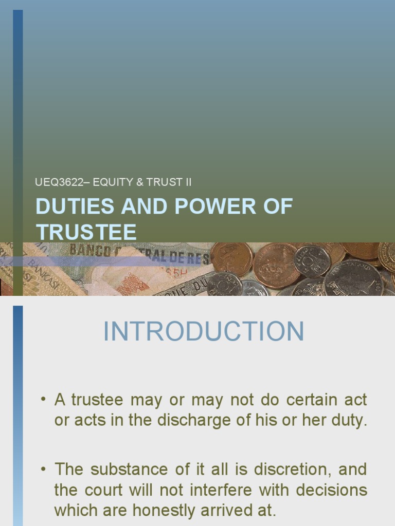 Duties & Powers of Trustees | Download Free PDF | Trust Law | Trustee