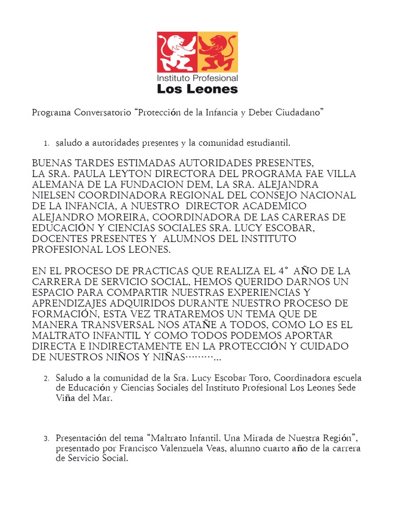 Programa Conversatorio Presentador | PDF | Bienestar