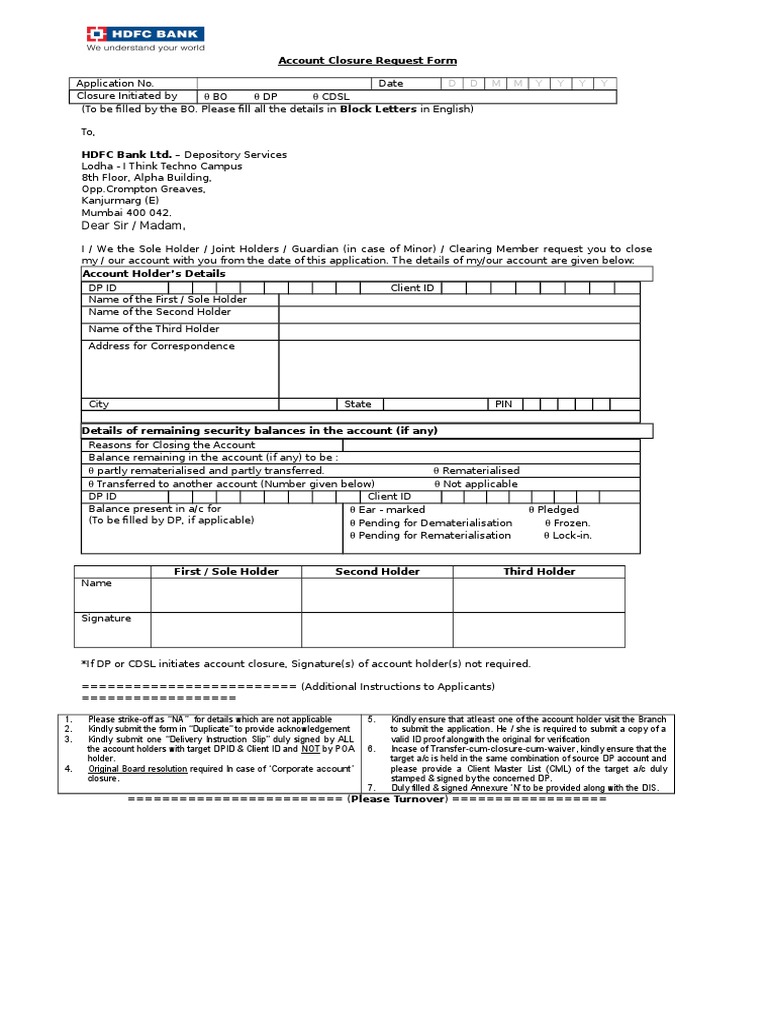 CDSL Closure Request Form | PDF | Government | Business