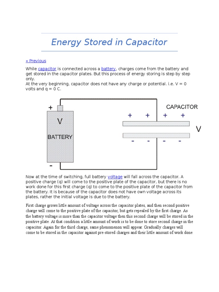 Energy Storage in Capacitors Explained | PDF | Capacitor | Dielectric