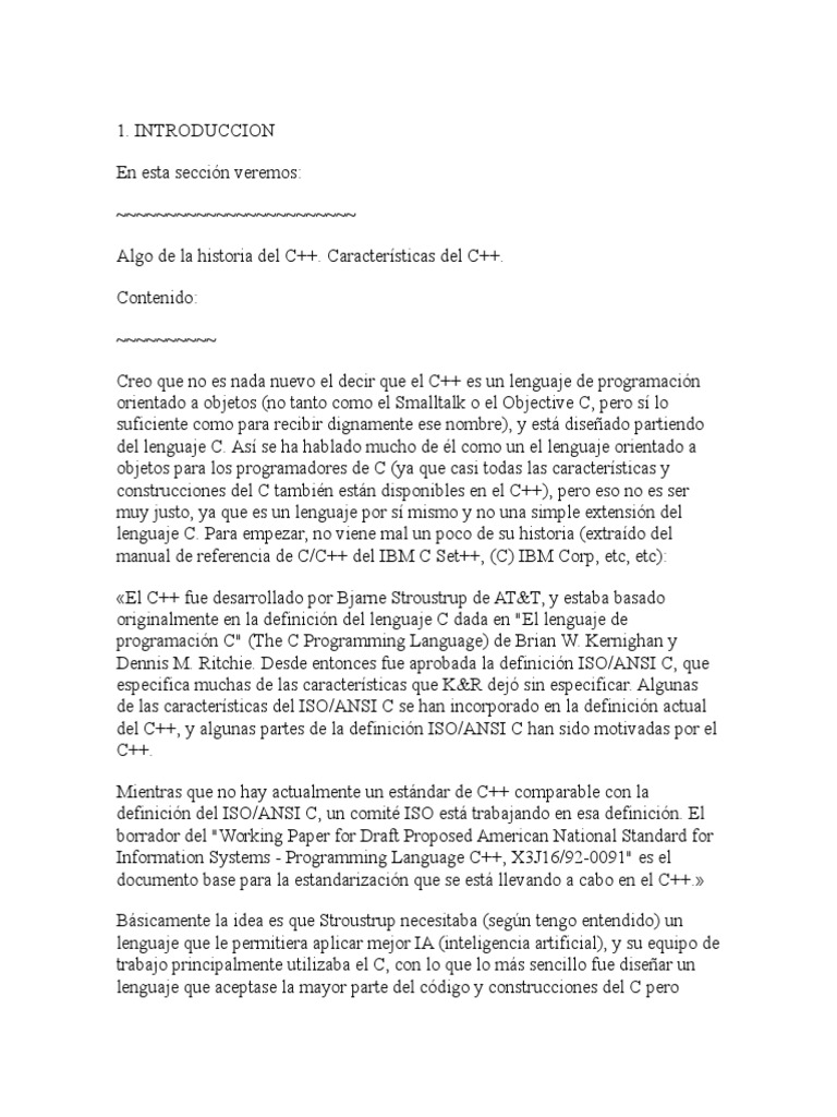 Características Del C++. | PDF | C (lenguaje de programación) | C