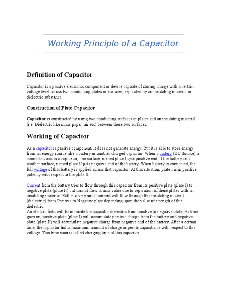 Working of Capacitor | PDF | Capacitor | Force