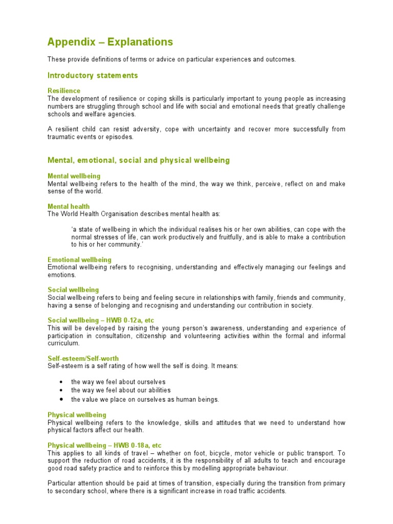 Appendix - Explanations: Introductory Statements | PDF | Psychological ...