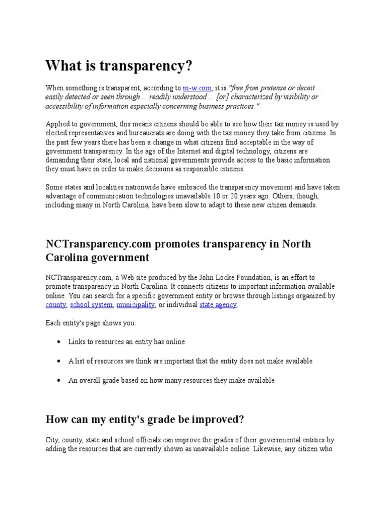 What Is Transparency | PDF | Transparency (Behavior) | Online And Offline