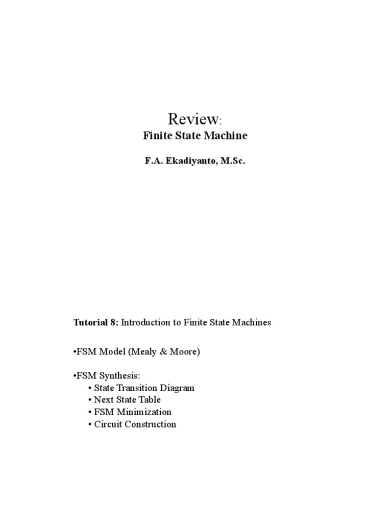 Tutorial 10 Finite State Machine | PDF | Artificial Intelligence ...