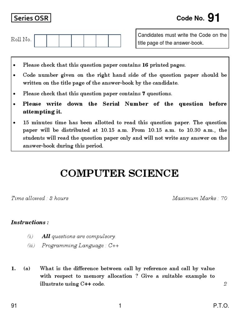91 Computer Science (Set-2) | PDF | Array Data Structure | Subroutine