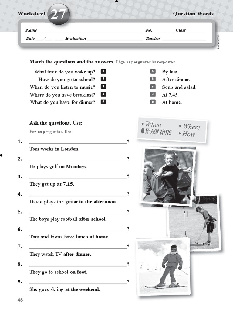 Worksheet: Question Words | PDF