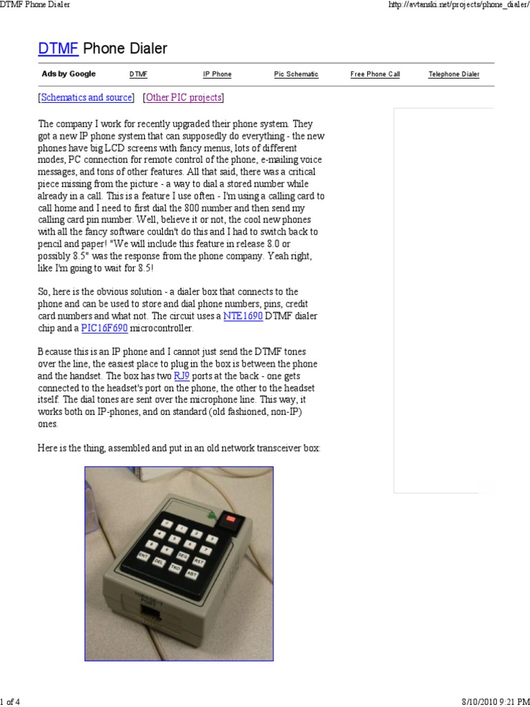 DTMF Phone Dialer | PDF | Telephone | Computer Keyboard