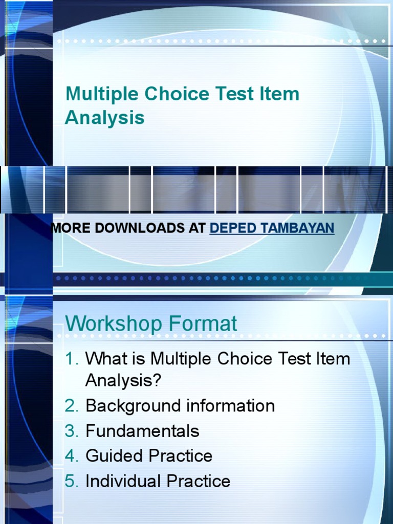 Multiple Choice Test Item Analysis | Download Free PDF | Test ...