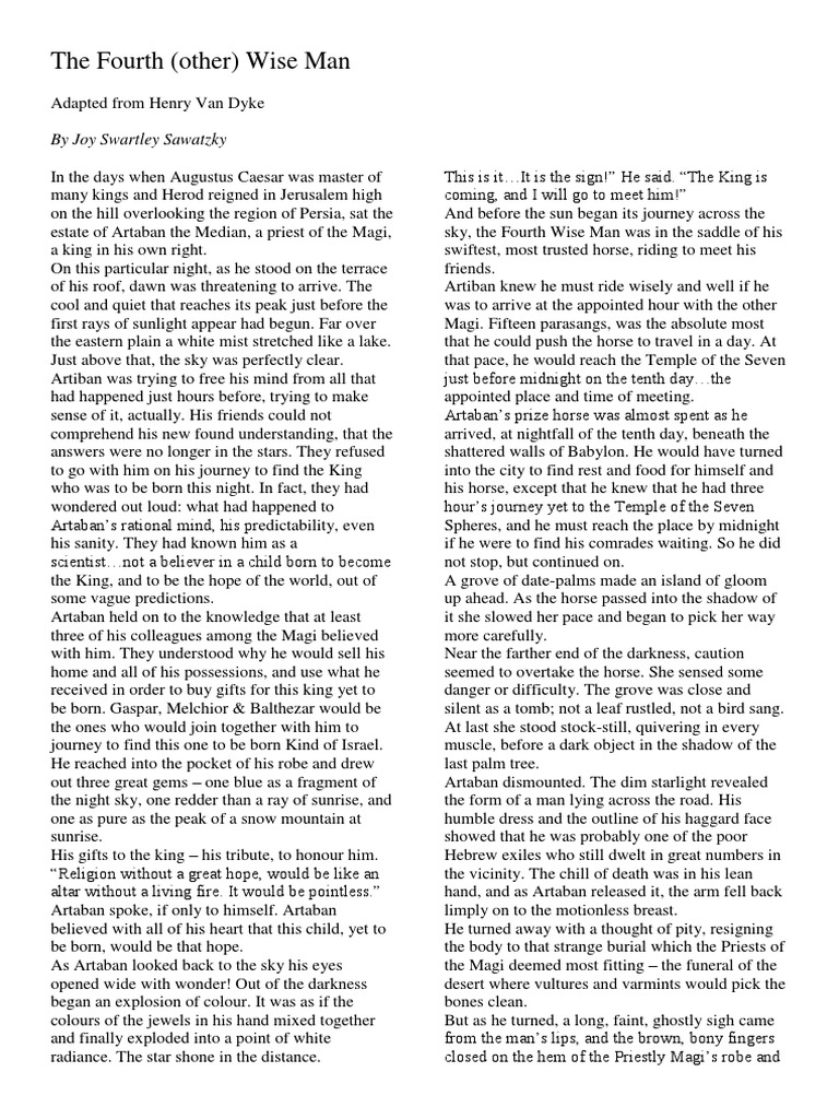 The Journey of the Fourth Wise Man: A Story of Sacrifice, Compassion ...