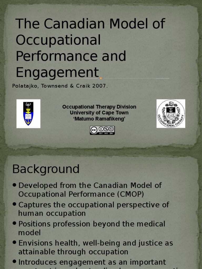 The Canadian Model of Occupational Performance and Engagement | PDF ...