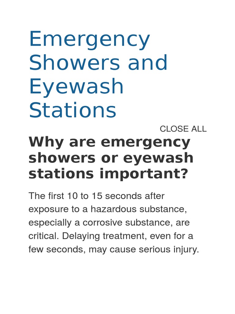 Emergency Showers and Eyewash Stations | PDF | Burn | Shower