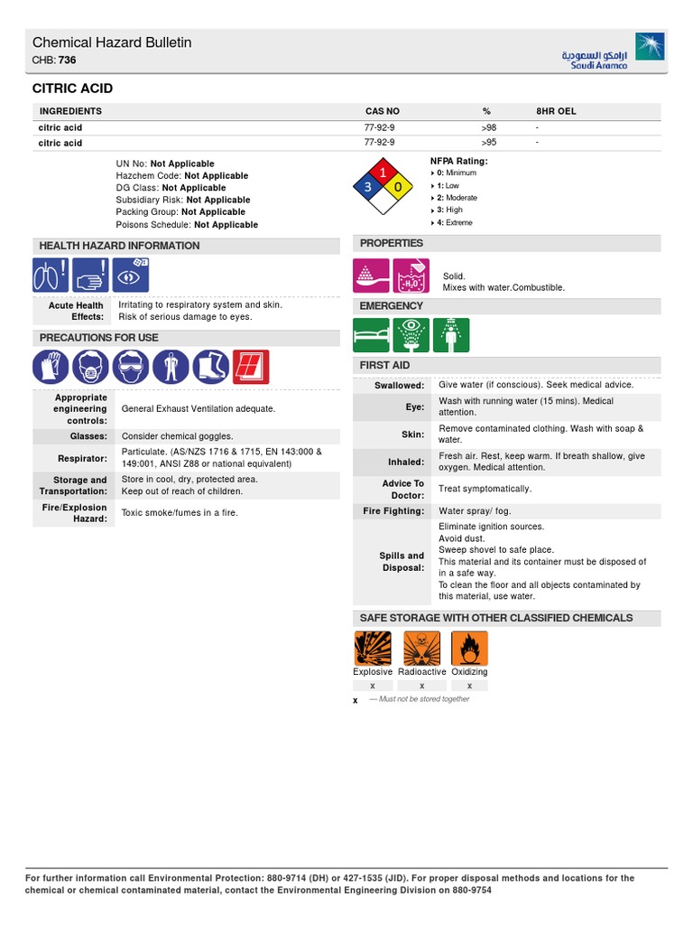 736 - ENG Citric Acid | PDF | Water | Safety