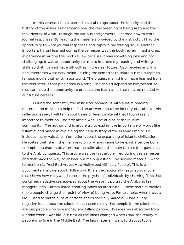 Final Reflection Paper | PDF | Arabic | Religion And Belief