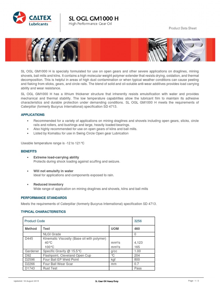 Caltex SL Ogl Gm1000 H | PDF | Motor Oil | Chemistry