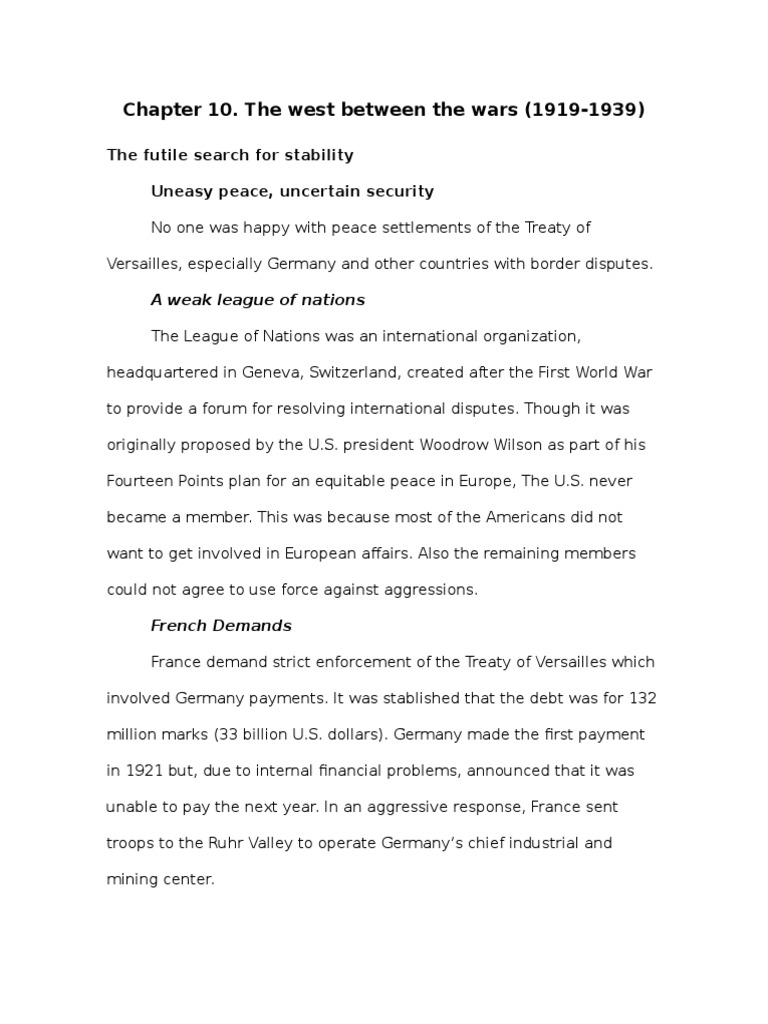 Chapter 10. The West Between The Wars (1919-1939) : The Futile Search ...