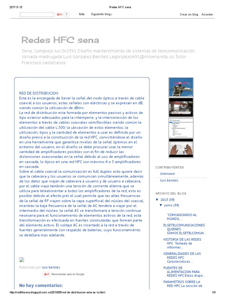 Redes HFC Sena Red de Distribucion | PDF | Red de computadoras | Cable coaxial