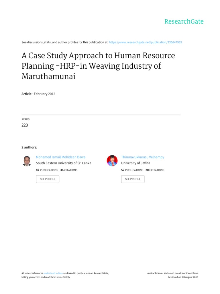 A Case Study Approach To HRP | Download Free PDF | Loom | Weaving