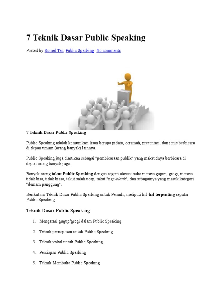 7 Teknik Dasar Public Speaking | PDF | Karier & Perkembangan