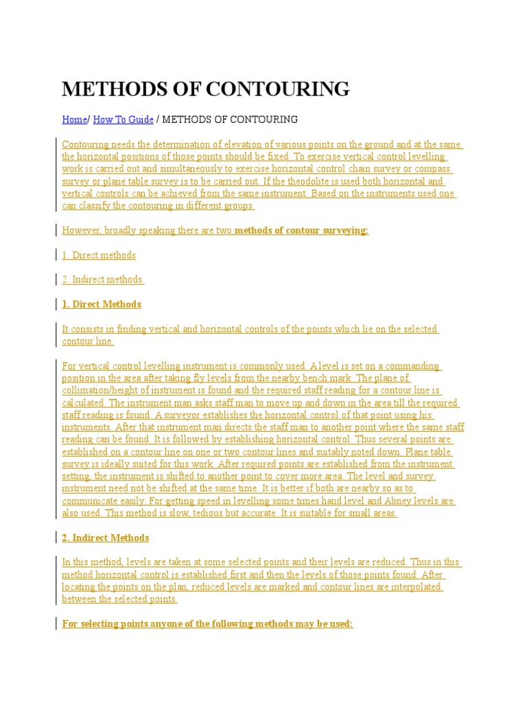 Methods of Contouring | PDF | Surveying | Contour Line