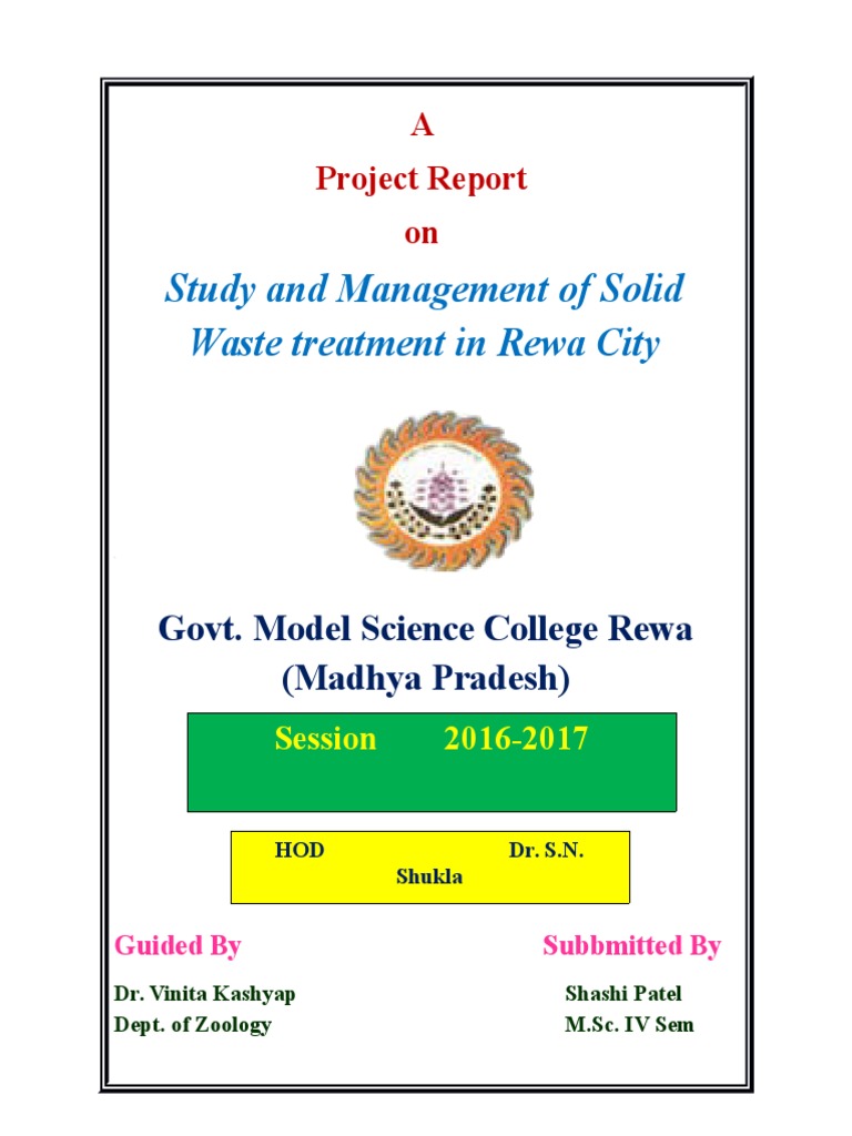 Study and Management of Solid Waste Treatment in Rewa City: Govt. Model ...