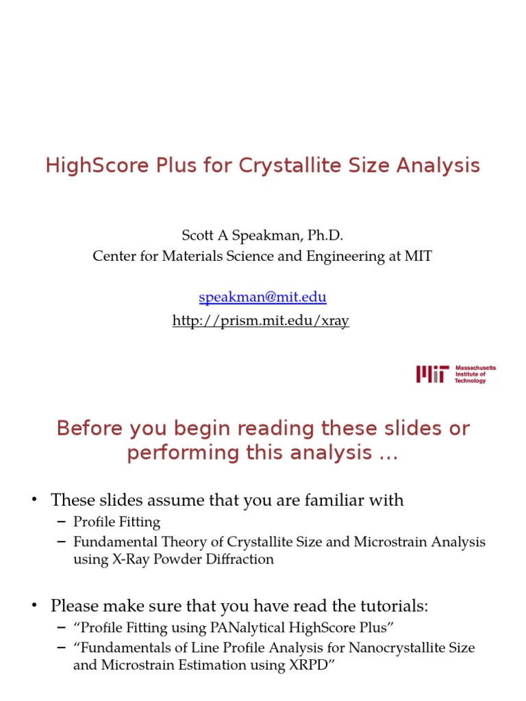 5b HighScore Plus For Crystallite Size Analysis | PDF | Scientific ...