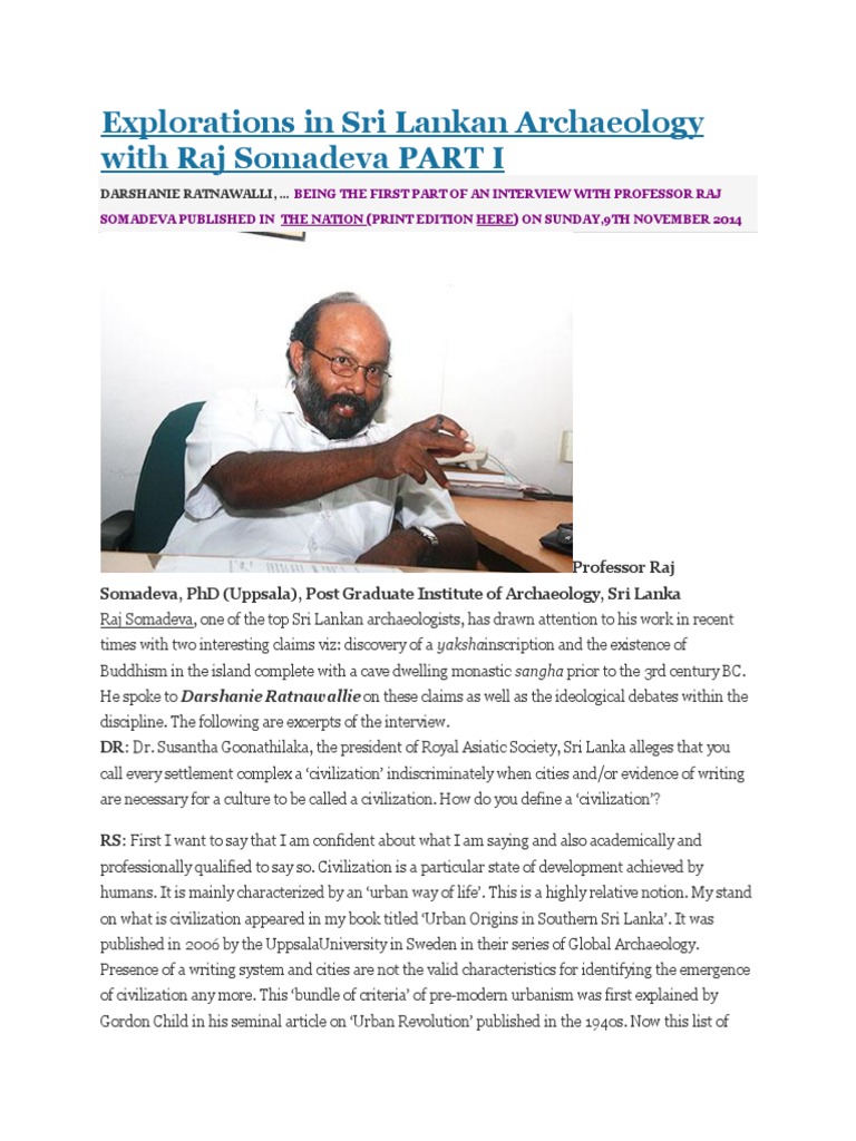 Explorations in Sri Lankan Archaeology With Raj Somadeva PART PDF | PDF ...