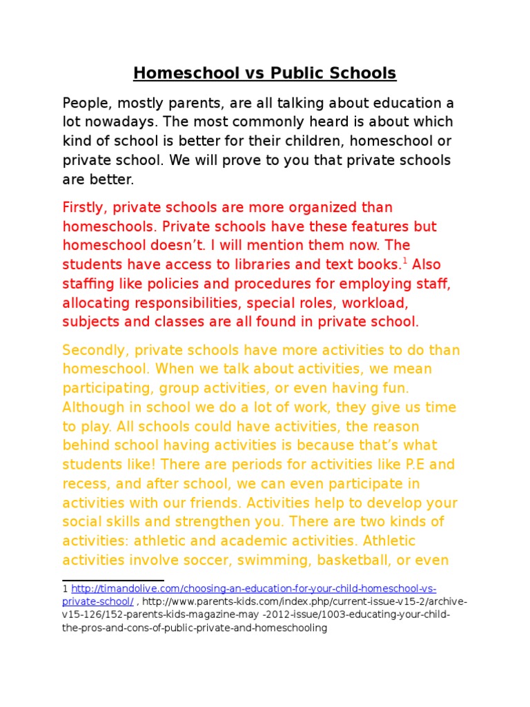 Homeschool vs Public Schools Debate | PDF | Private School | Teachers