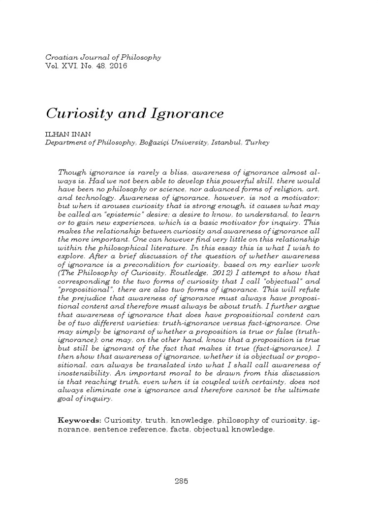 Philosophical Curiosity & Ignorance | PDF | Curiosity | Epistemology