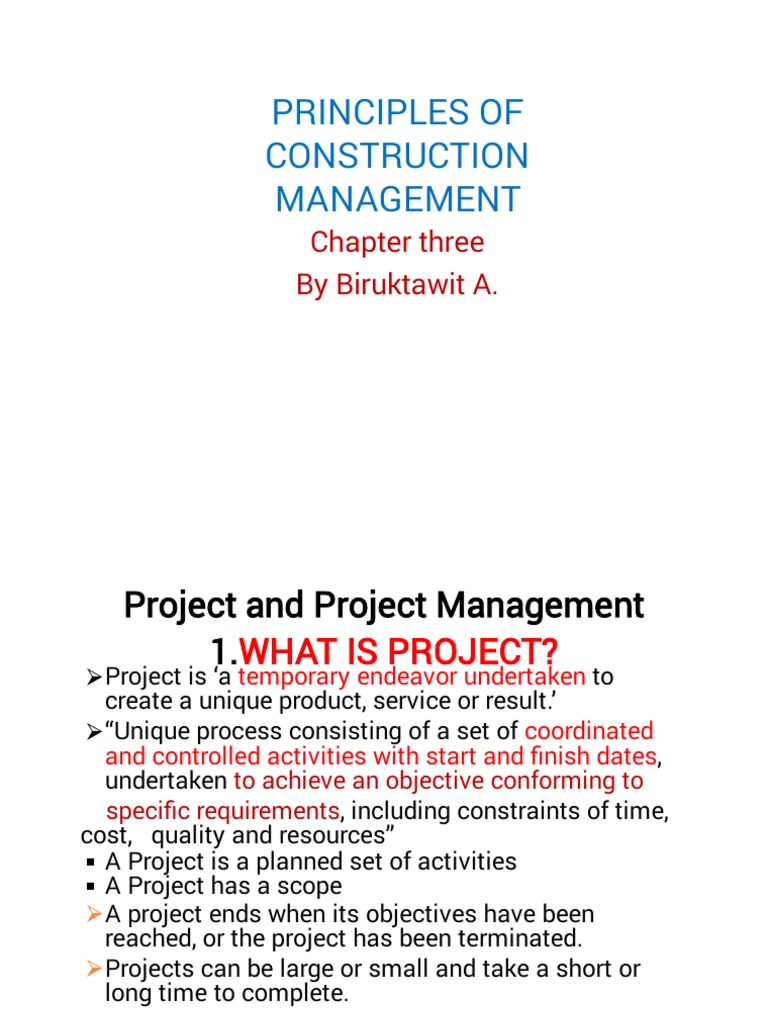 Principles of Construction Management: Chapter Three by Biruktawit A ...