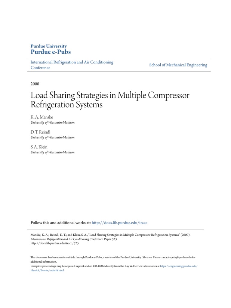 Load Sharing Strategies in Multiple Compressor Refrigeration Syst | PDF | Gas Compressor ...