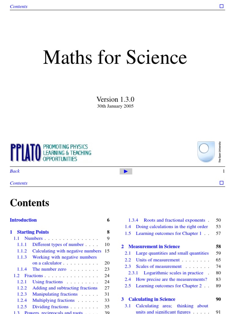 Maths For Science | PDF | Fraction (Mathematics) | Multiplication
