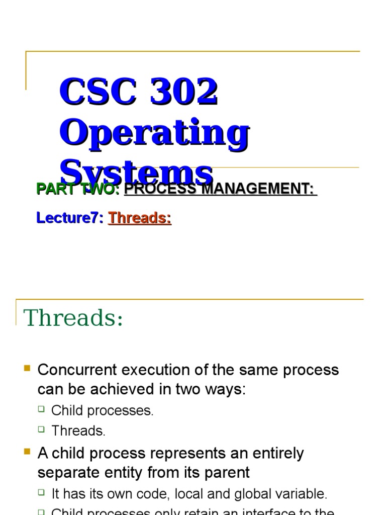 Lecture7 Threads | PDF | Thread (Computing) | Process (Computing)