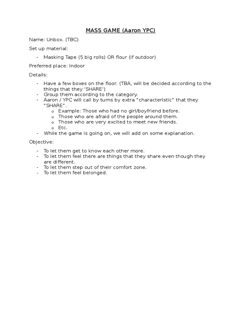 Mass Game Example | PDF | Language Arts & Discipline