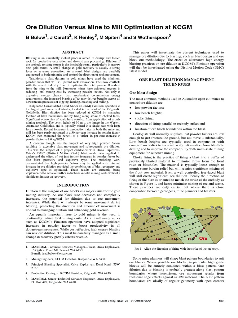 Ore Dilution Vs Mine To Mill | PDF | Explosive Material | Mining