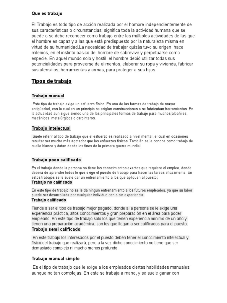 Que Es Trabajo | PDF | Trabajo Social | Derecho laboral