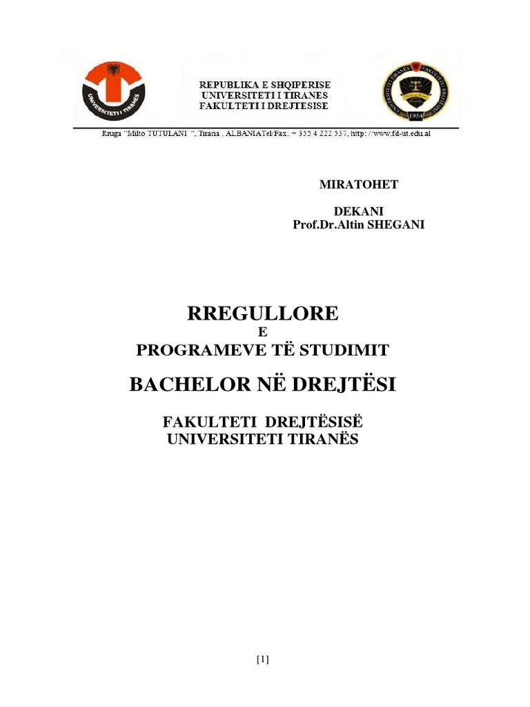 Rregullore e Fakultetit Të Drejtësisë BACHELOR | PDF