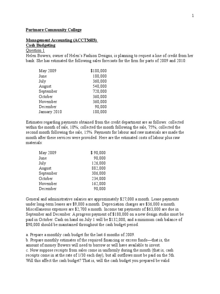 Cash Budgeting | PDF | Depreciation | Expense