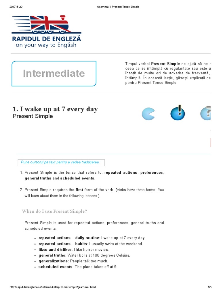 Grammar - Present Tense Simple | PDF | Verb | Subject (Grammar)