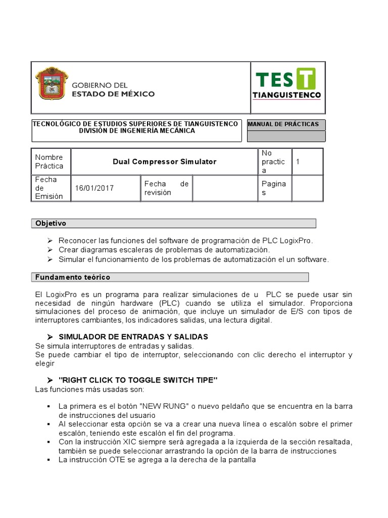 Practica Logixpro Dul Compressor | PDF | Point and Click | Presión